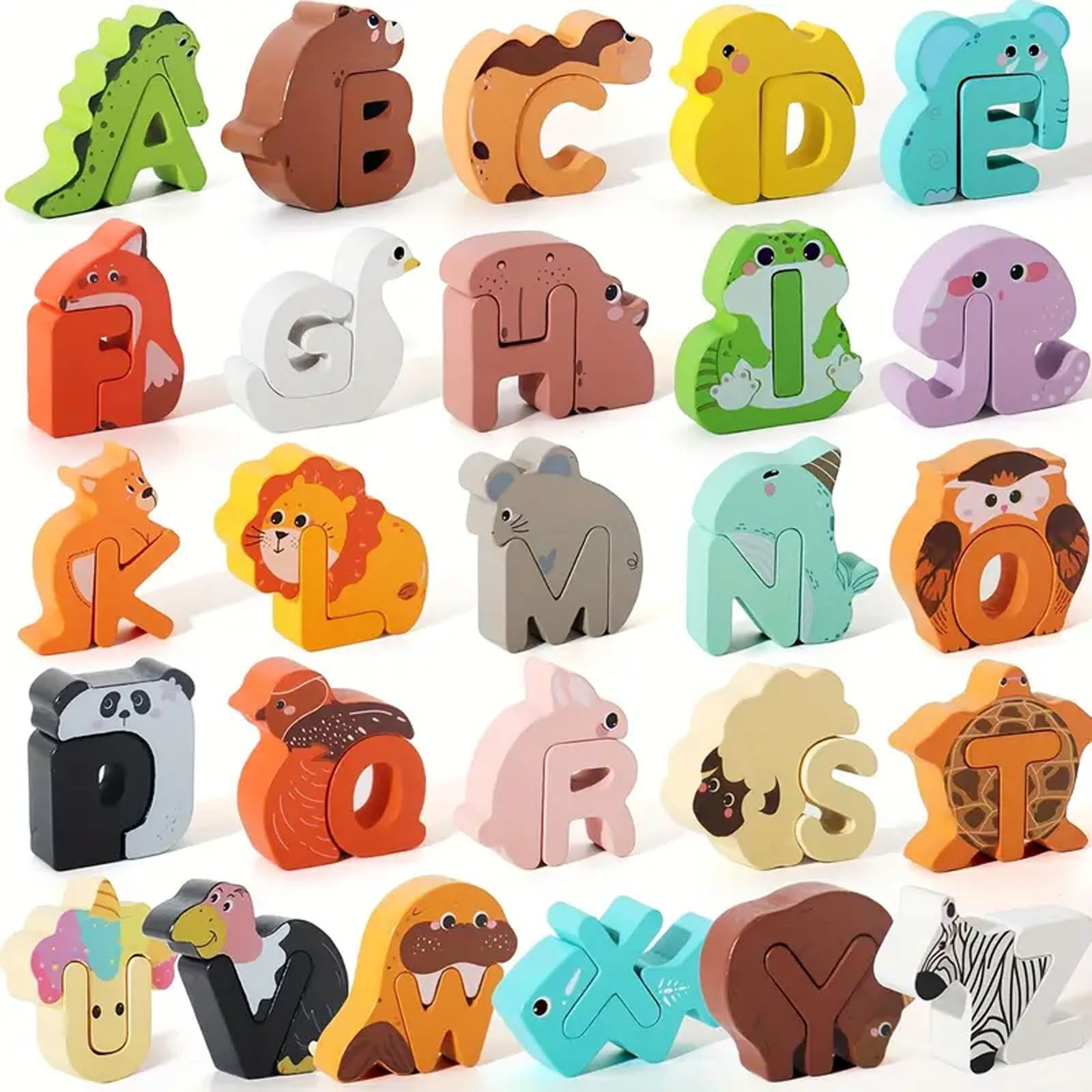 Wooden Alphabet Matching Game, 52 Piece Educational Puzzle For Toddlers ...