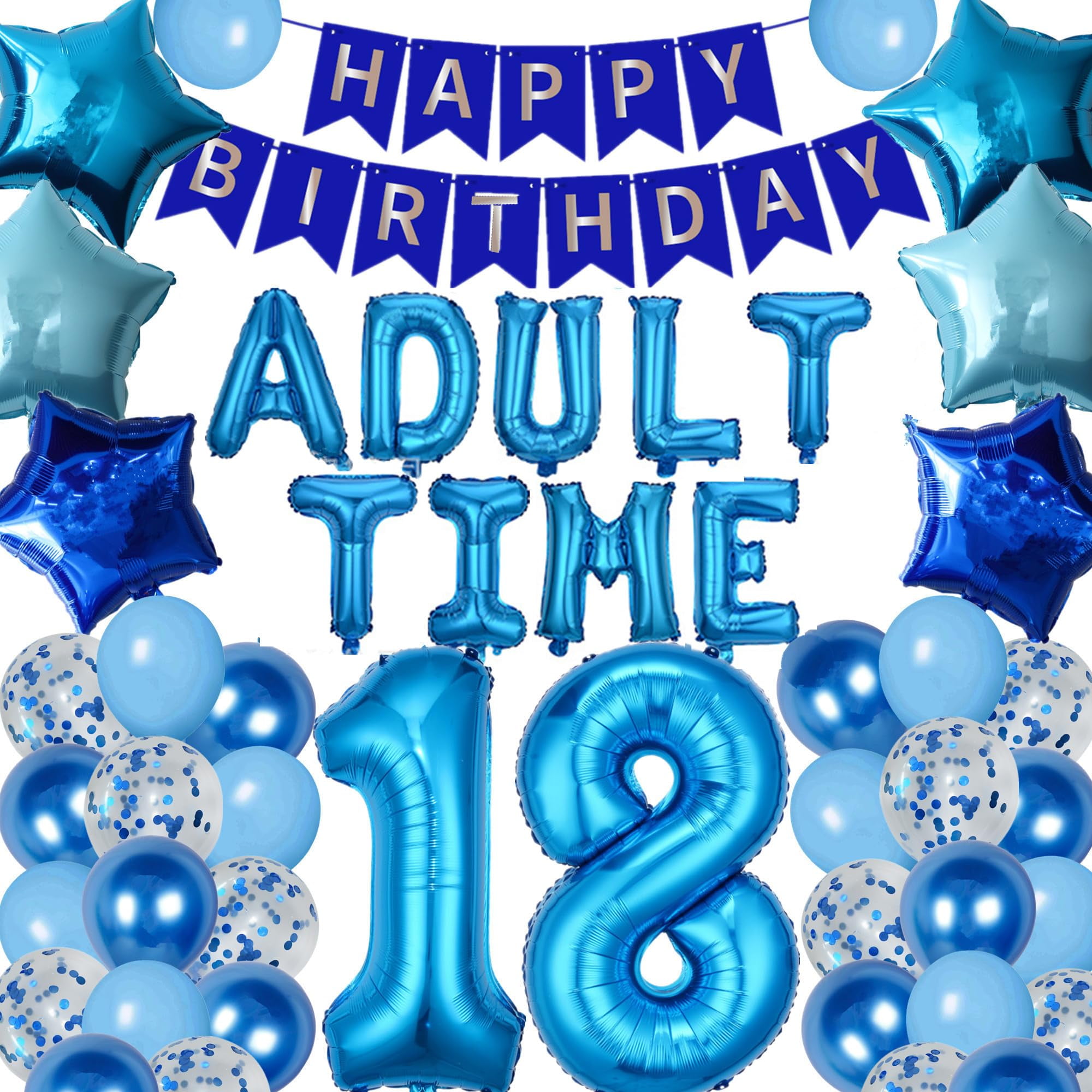 52 Pieces 18th Birthday Party Decorations AFN1Adult Time 18 Years Old ...