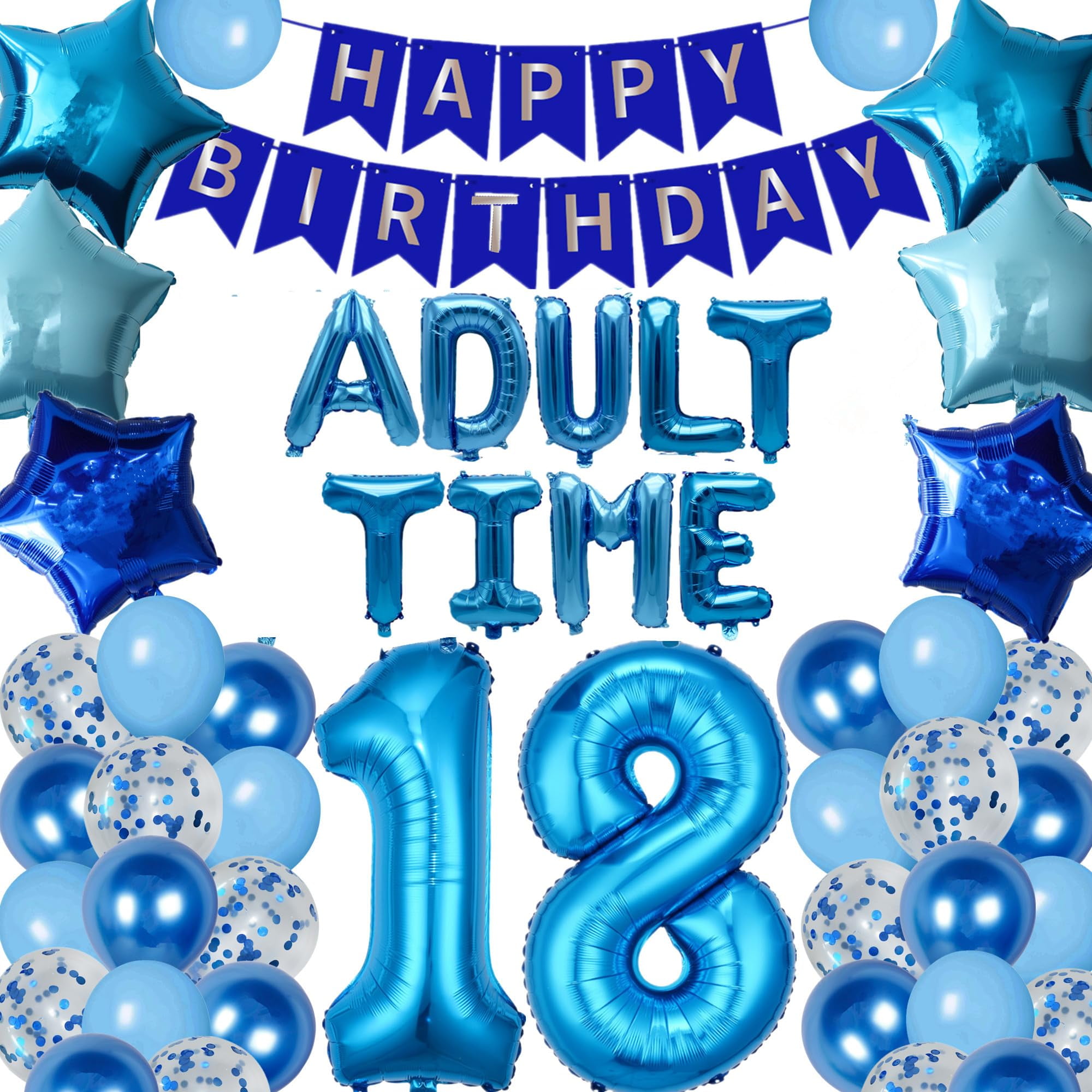 52 Pieces 18th Birthday Party Decorations Adult Time 18 Years Old Happy ...