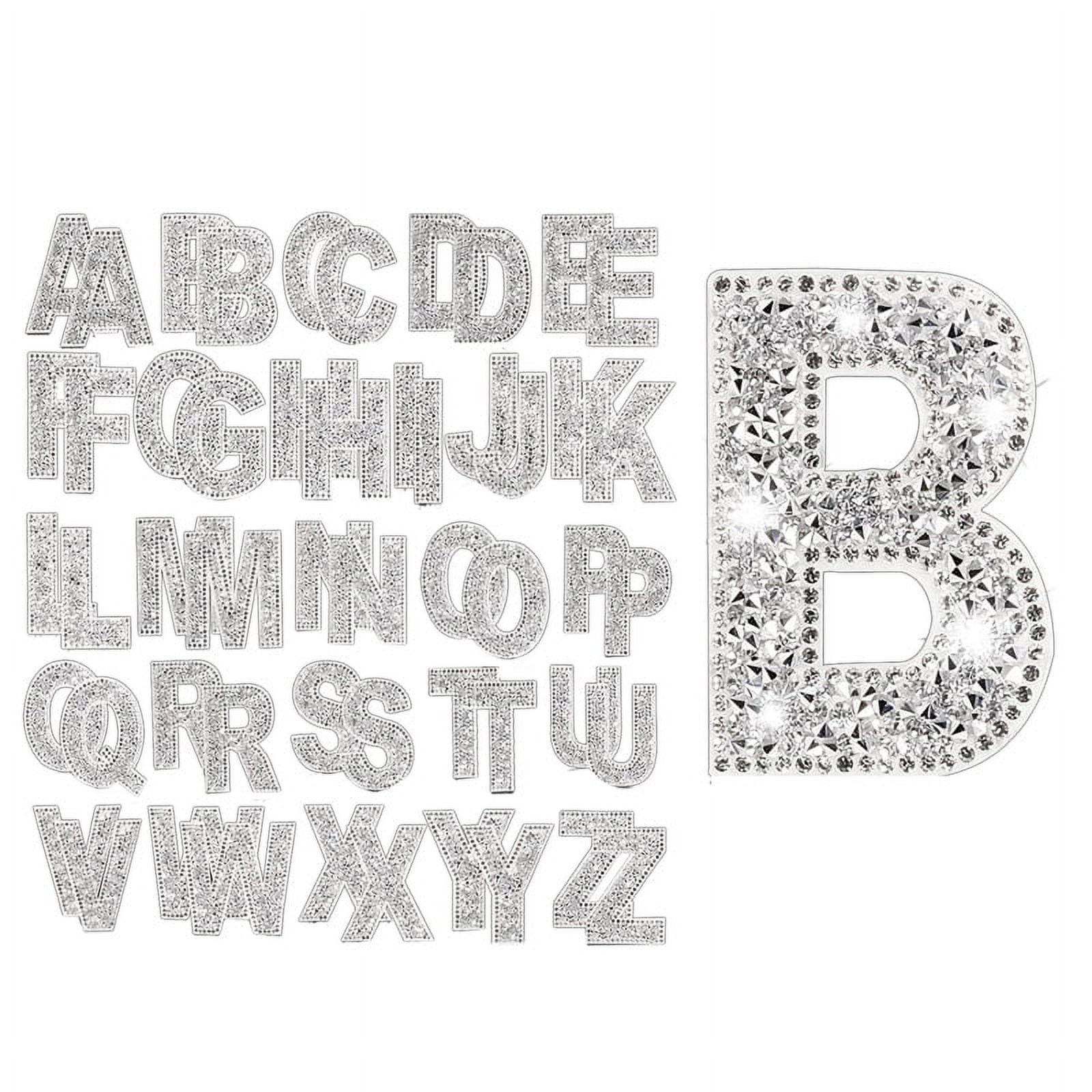 52 Pieces Glitter Rhinestone Alphabet Letter Stickers 2.4 Inch Resin ...