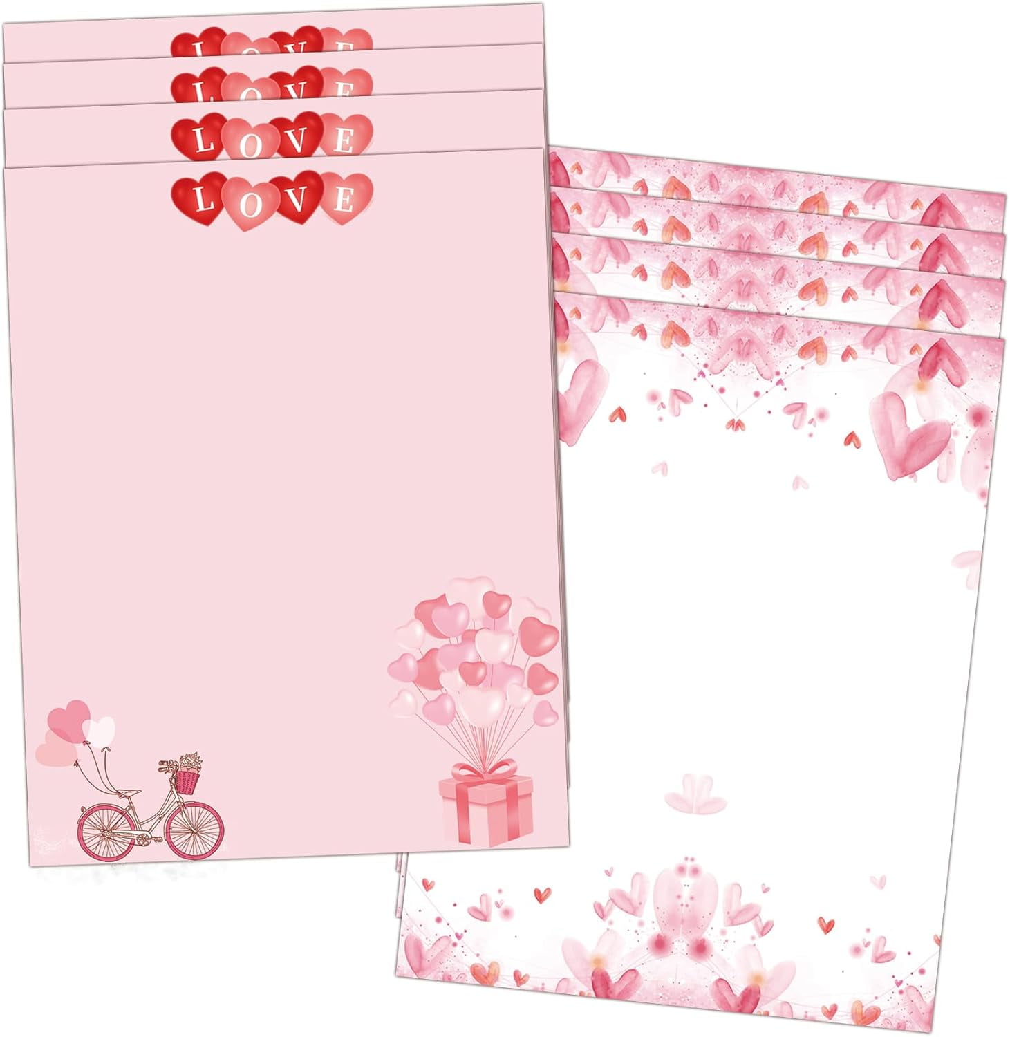 52 Set Happy Valentine's Day Letterhead Paper 8.5x11inch Red Pink Love ...