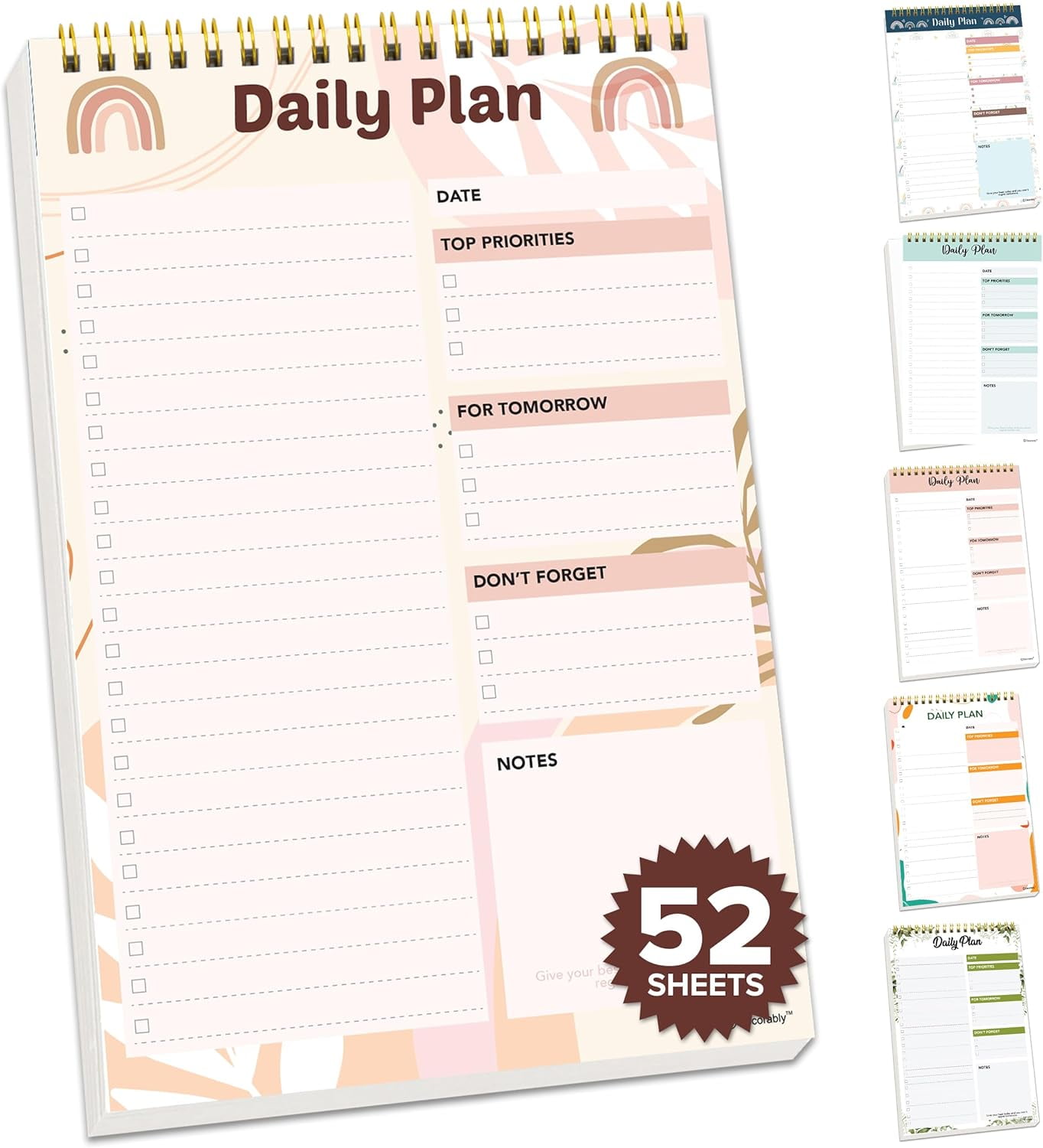52 Sheets Boho Undated Daily to Do List Notepad Tear Off, 6.5x10in ...