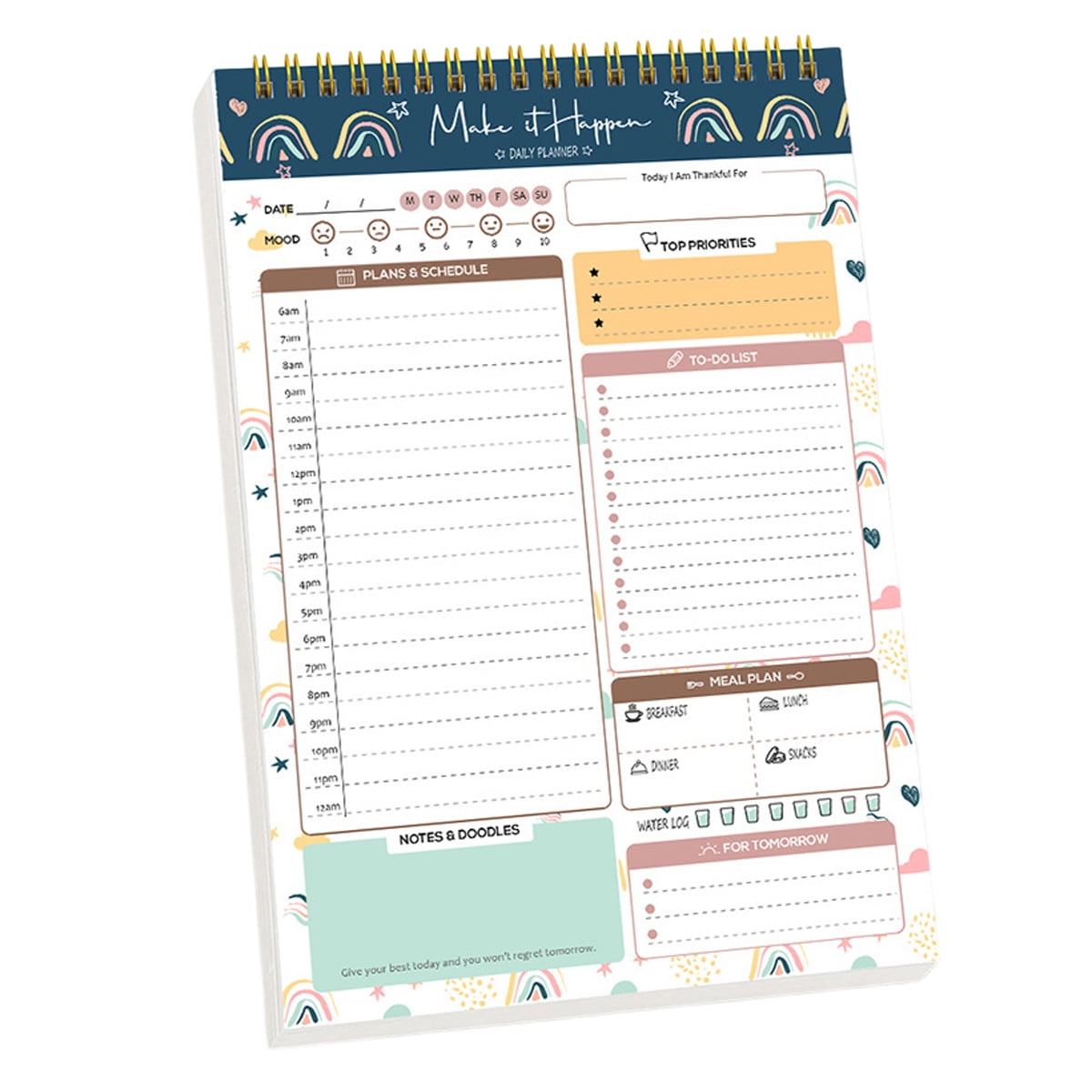 52 Sheets Daily To Do List Notepad, 6X9" Spring-Bound Daily To Do ...