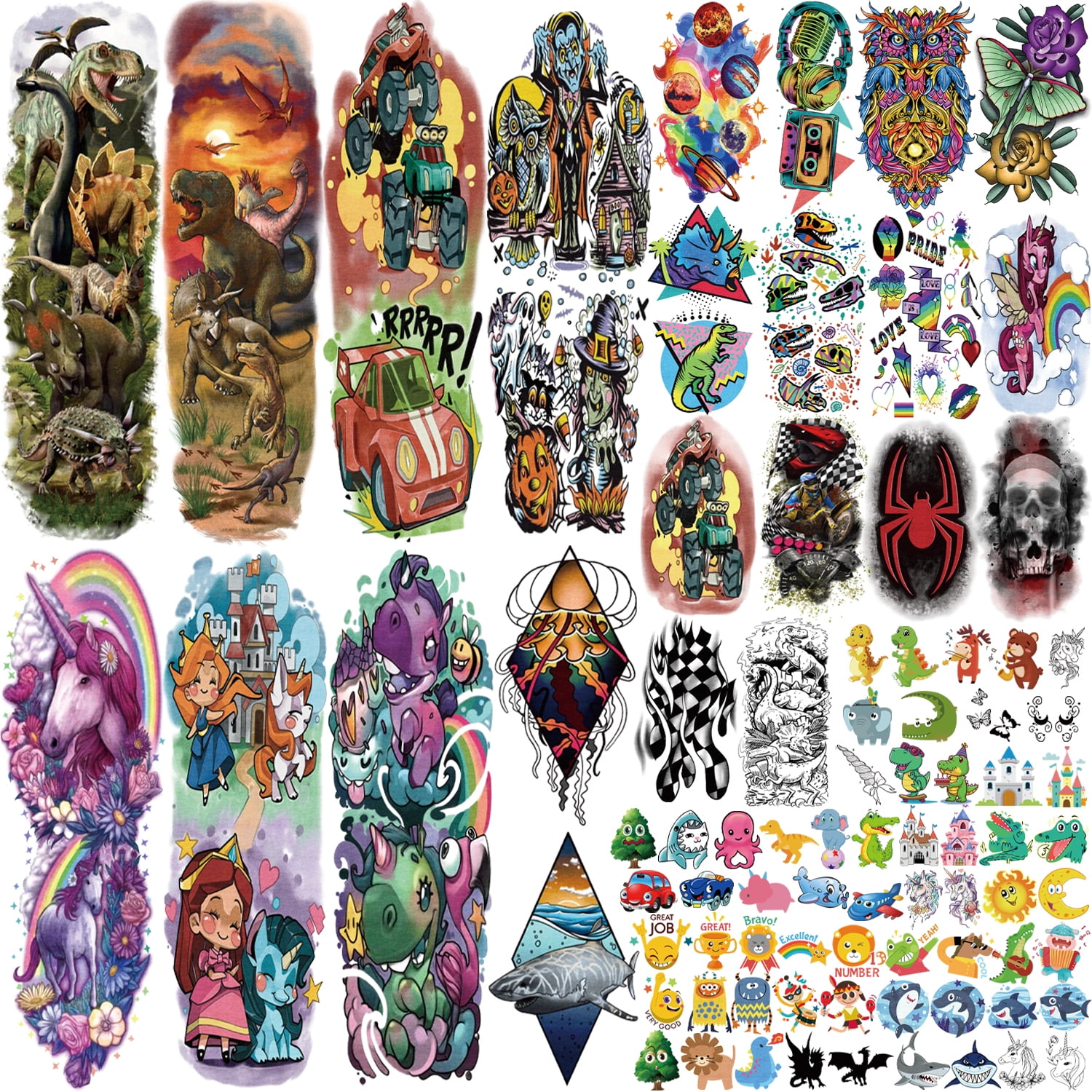 52 Sheets Kids Full Arm Temporary Tattoo Fake Tattoos Kids, Temporary ...