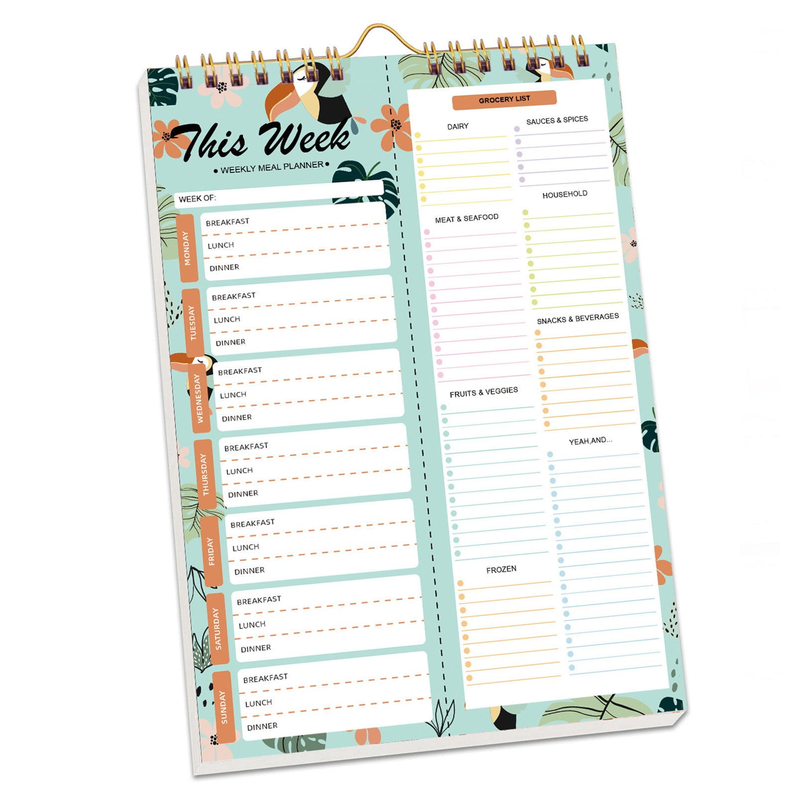 52 Sheets Minimal Pink Undated Meal Planner with Grocery List, Magnetic ...