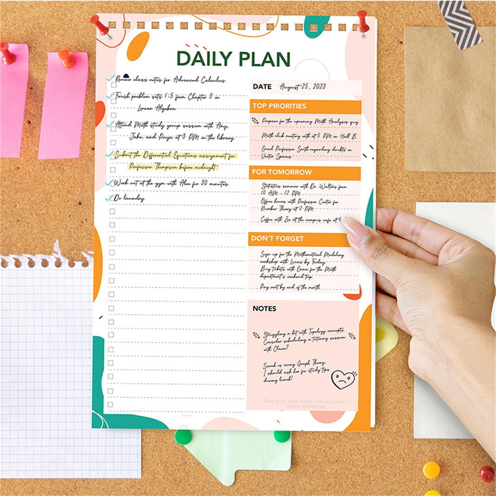 52 Sheets Undated Daily to Do List Notepad, 5.5x8.4in Spring-Bound ...