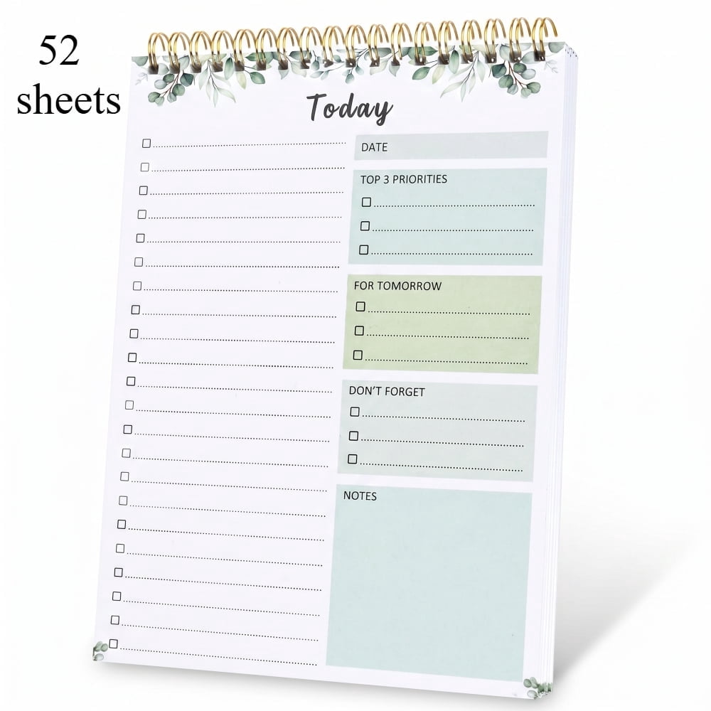 52 Sheets Undated Spiral Daily To Do List Notebook, Time Management ...