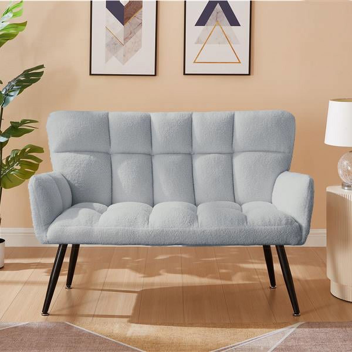 52'' Small Loveseat Sofa, Couch 2-Seater with Quilting Backs for Living ...