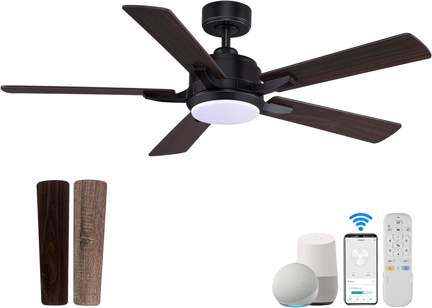 CUMILO 52 Inch Smart Ceiling Fan with Dimmable LED Light, Remote ...