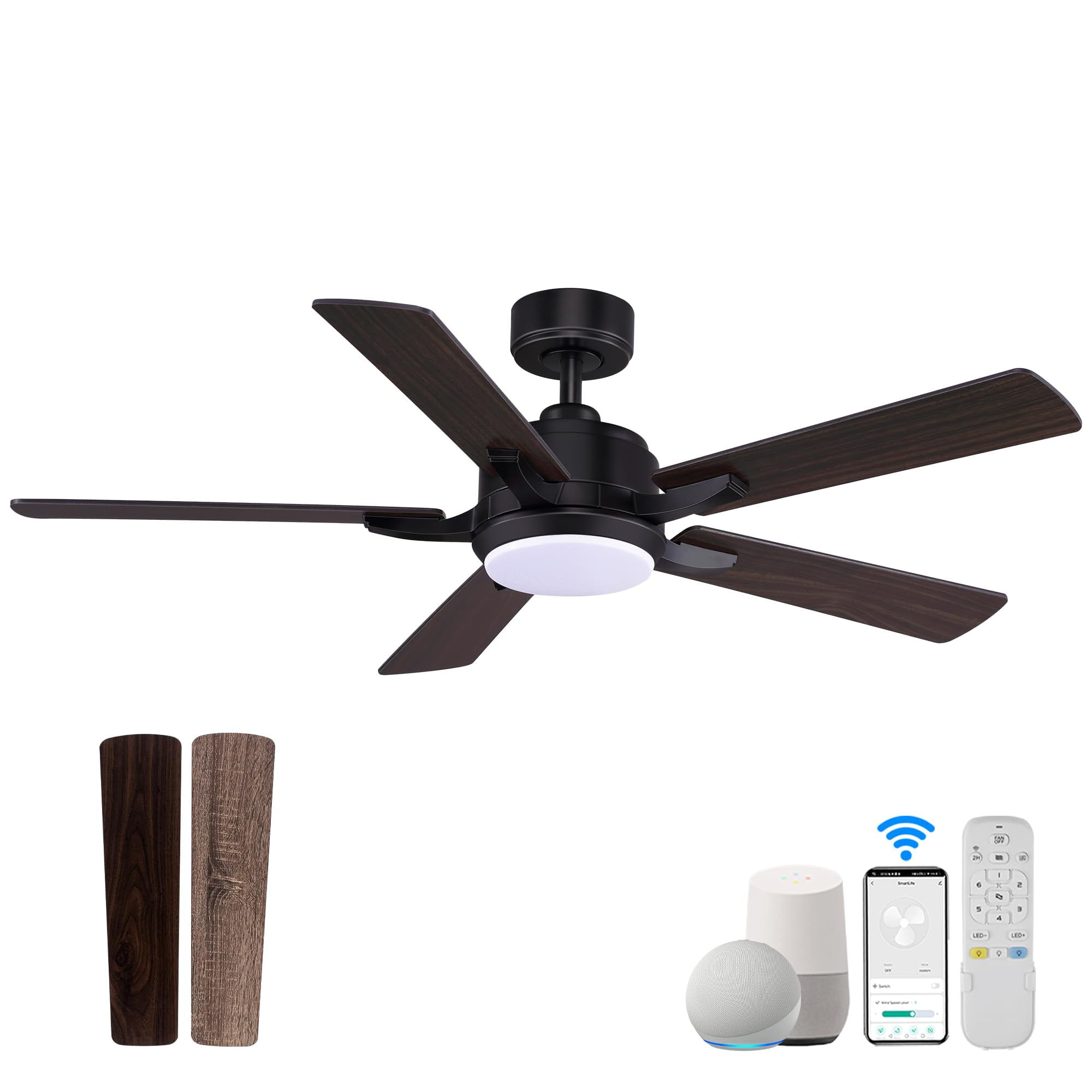 52” Smart Ceiling Fanswith Lights Remote Control,Quiet DC Motor,Outdoor ...
