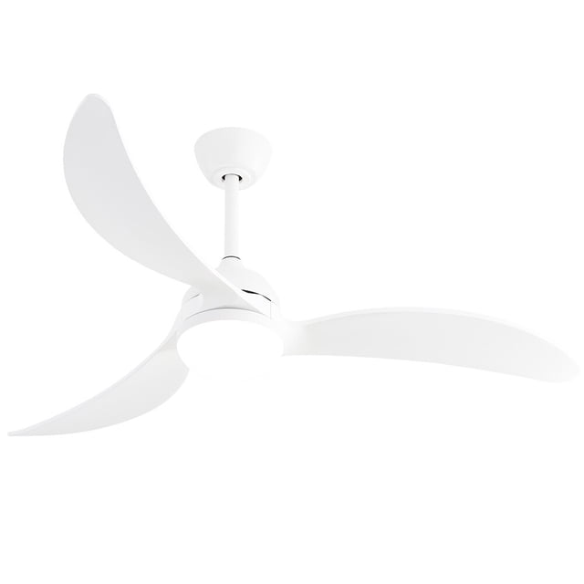 52" Solid Wood 3-Blade Ceiling Fan with LED Light and Remote White ...