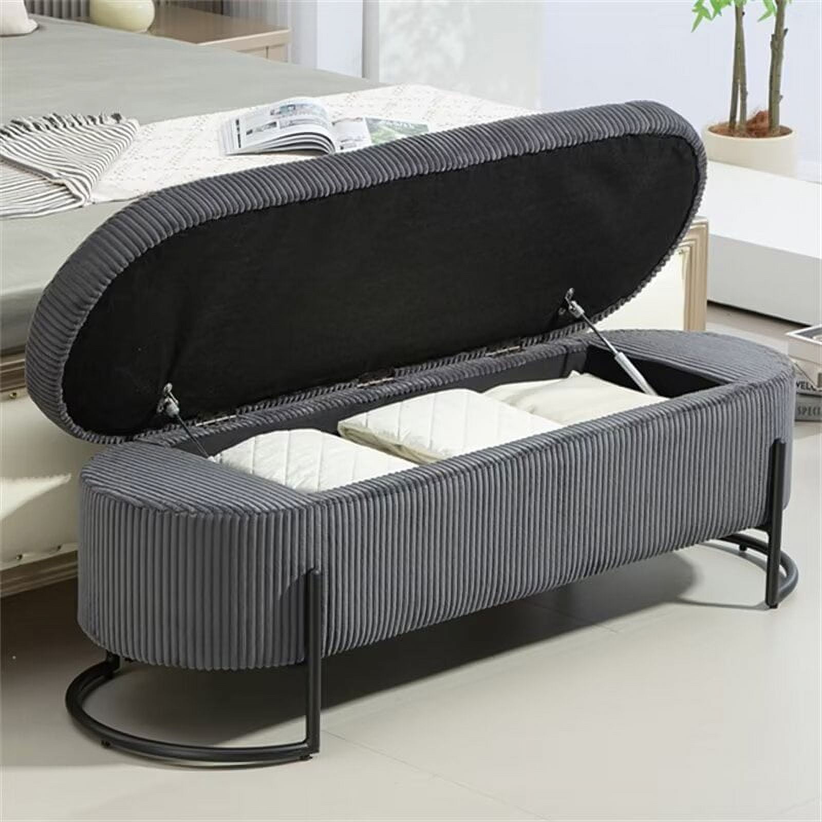 52" Storage Ottoman Bench with 300lb Seating, Velvet Upholstered ...