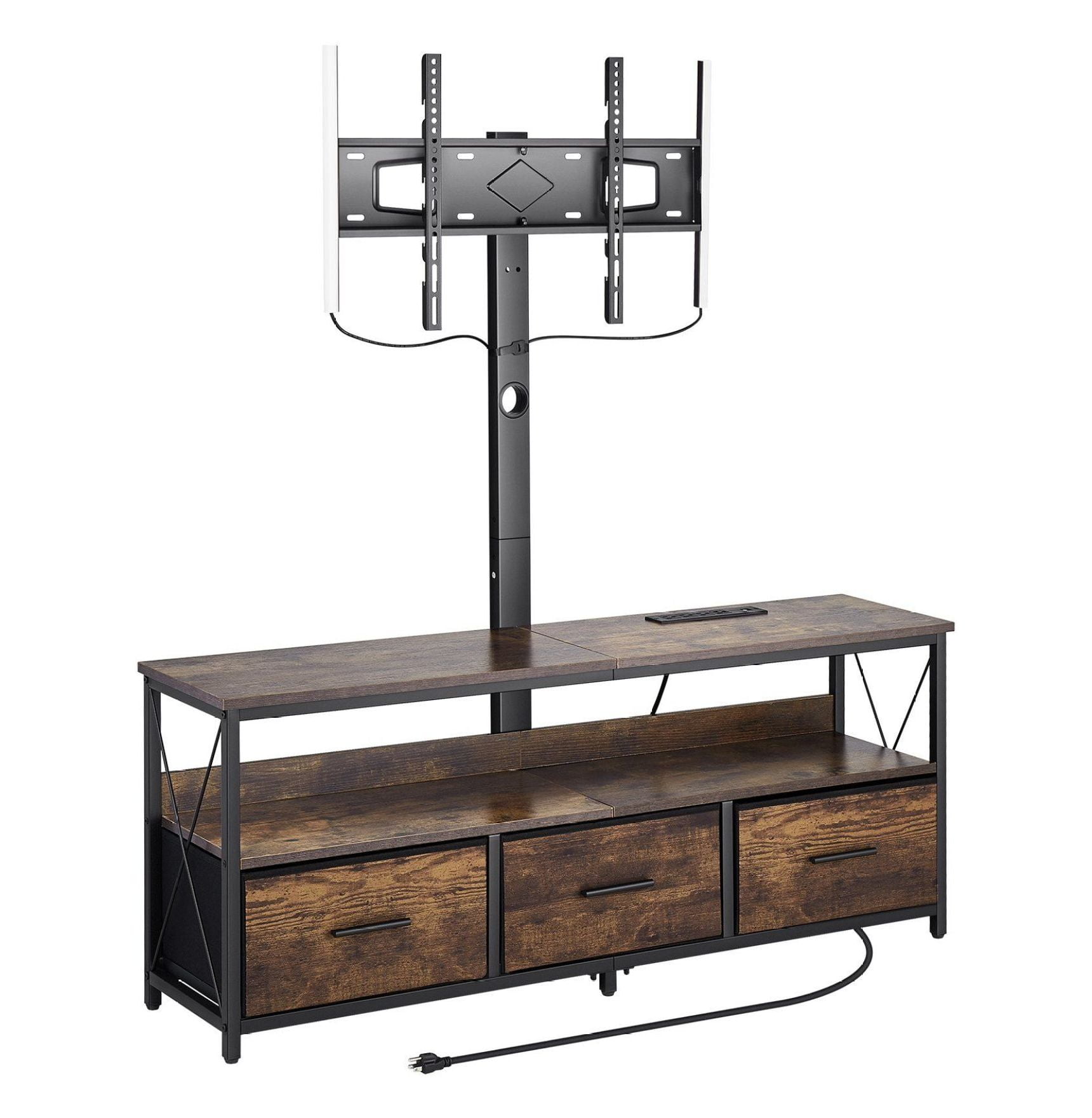 52" TV Stand with Mount, Entertainment Center with LED Lights & Power ...