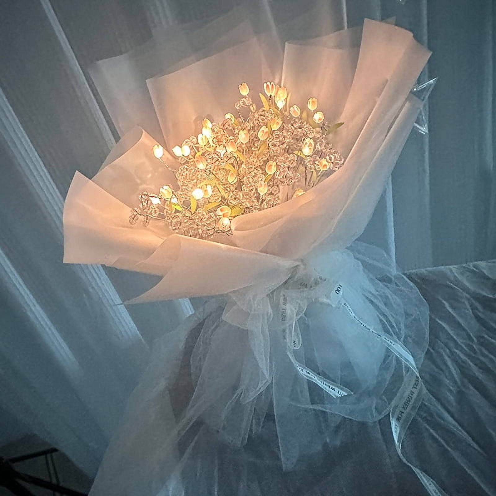 52 Tulip Flower Bouquet,DIY Tulip Bouquet Kitwith LED String Lights ...