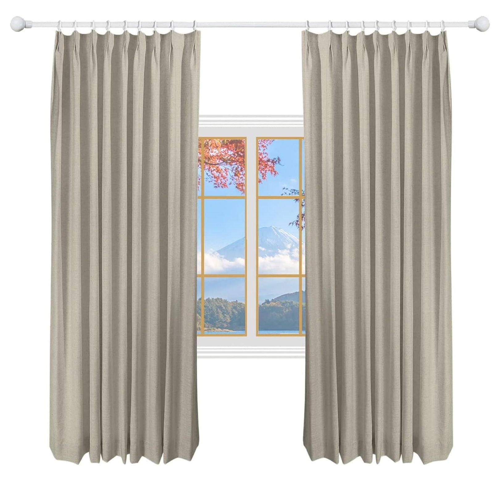 52 W x 106 L inch Pinch Pleat Darkening Drapes Faux Linen Curtains with ...