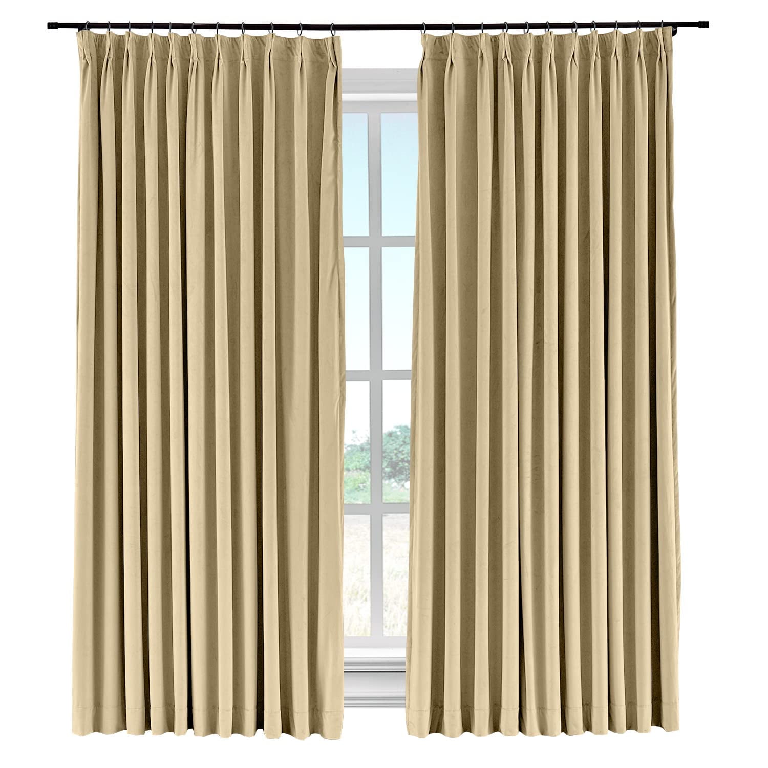 52 W x 96 L Pinch Pleat Curtain Room Darkening Velvet Curtain Drapery ...