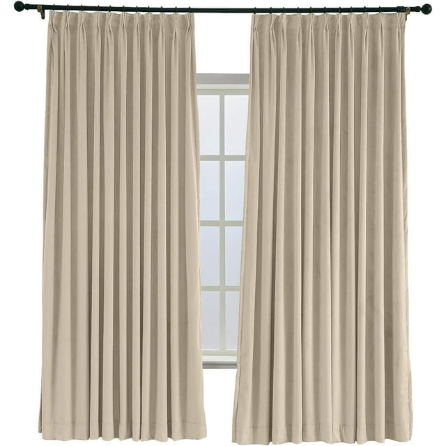 52 W x 96 L Pinch Pleat Curtain Room Darkening Velvet Curtain Drapery ...