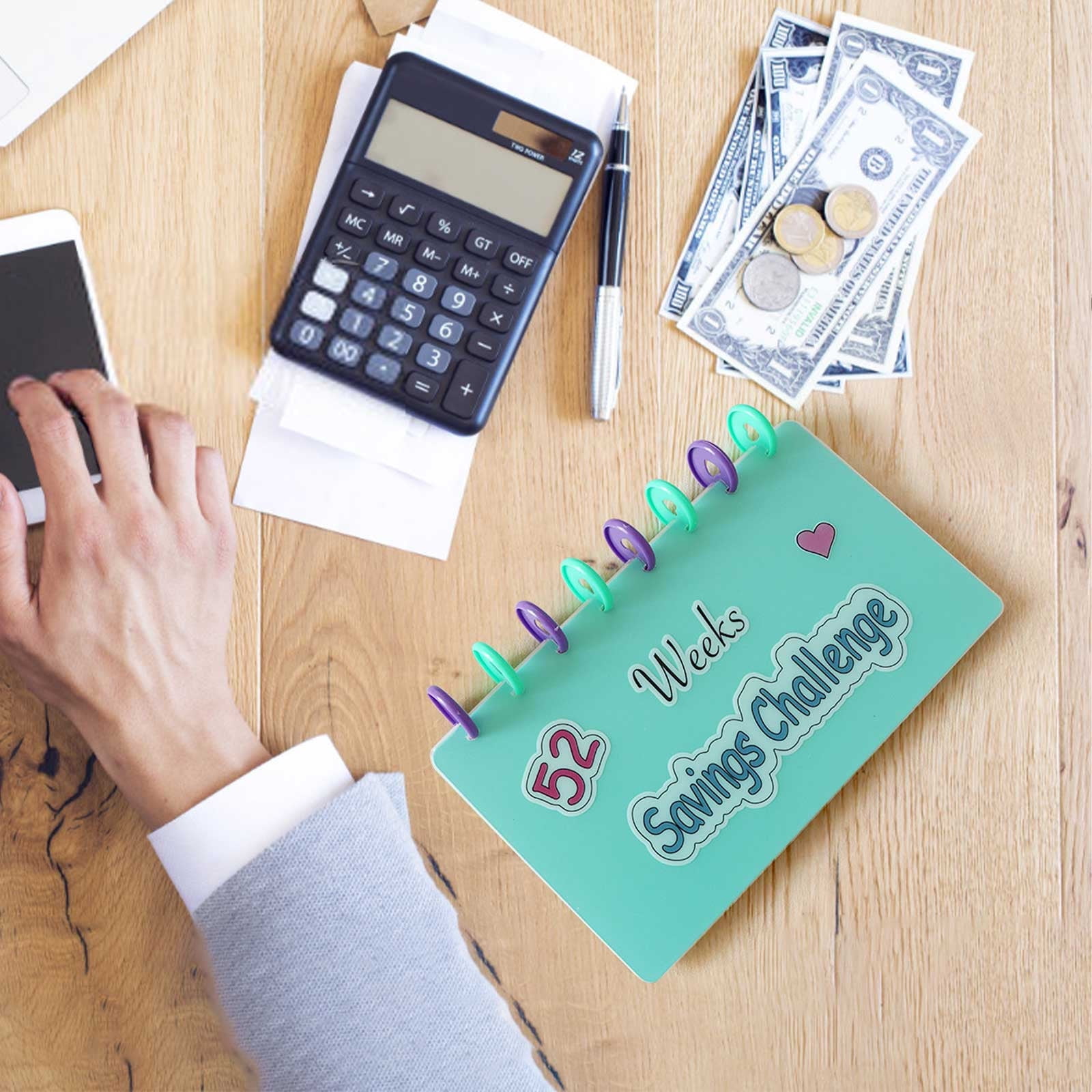 52-Week Money-Saving Binder with 8-Hole Design & 3 Slots Per Page ...