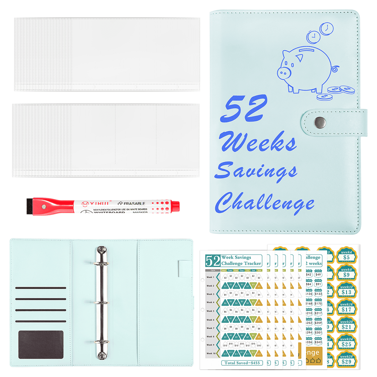 52 Week Money Saving Challenge Binder with Cash Envelopes, A5 Budget ...
