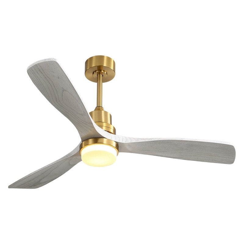 52" Wood Blades Integrated Dimmable LED Ceiling Fan with Light and ...