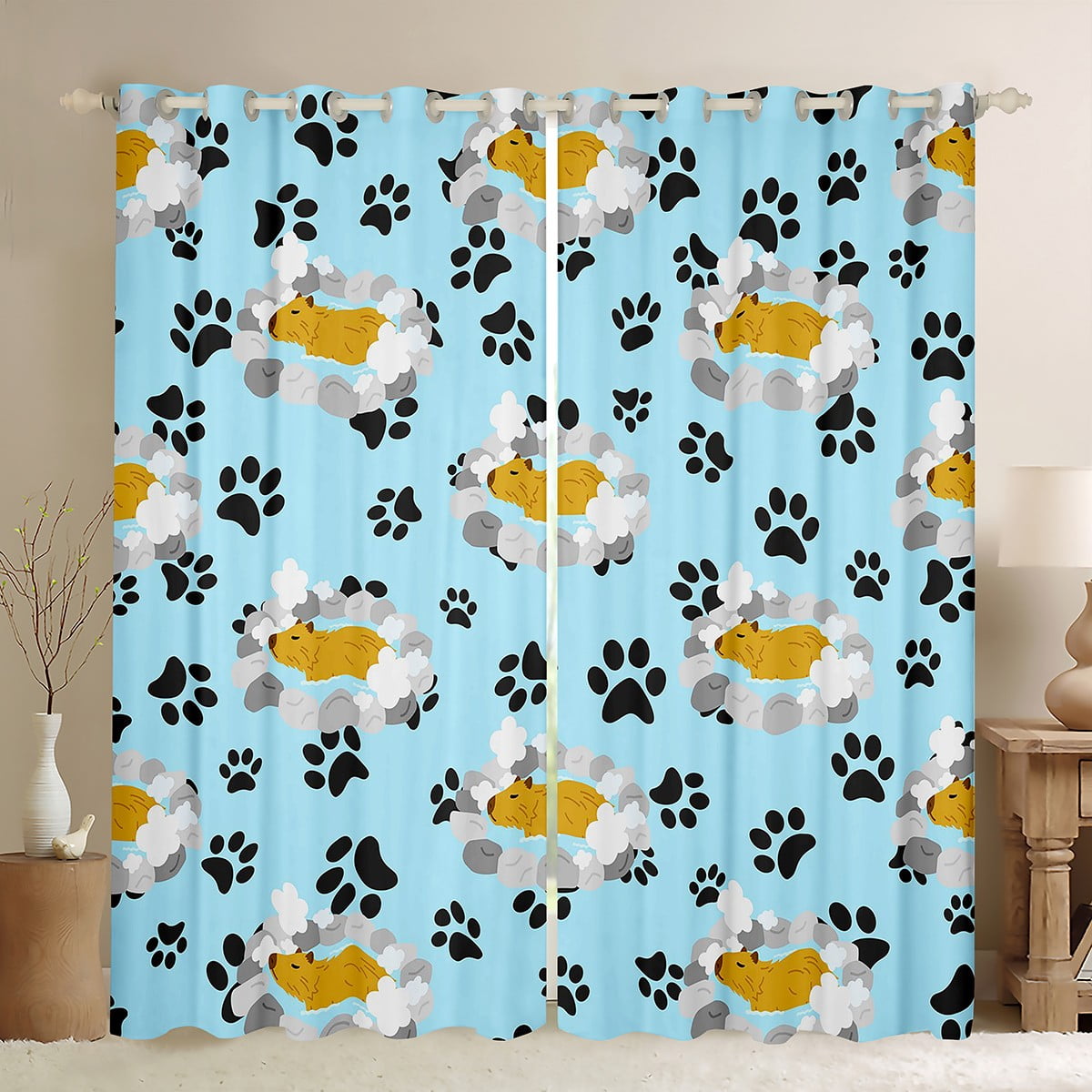 52''Wx84''L Curtains Capybara Curtains for Boys Kids Cartoon Capybara ...