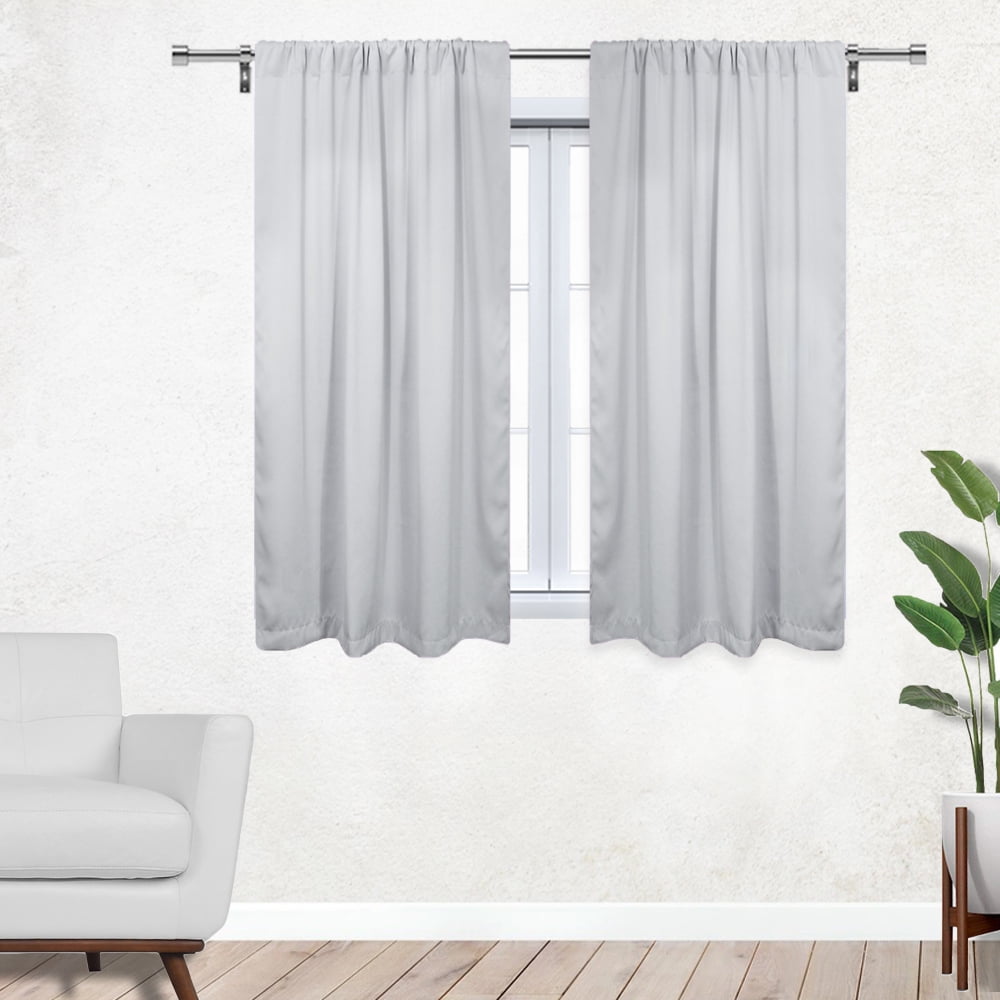 52 X 63 Inch Blackout Polyester Curtains with Rod Pocket Grayish White ...