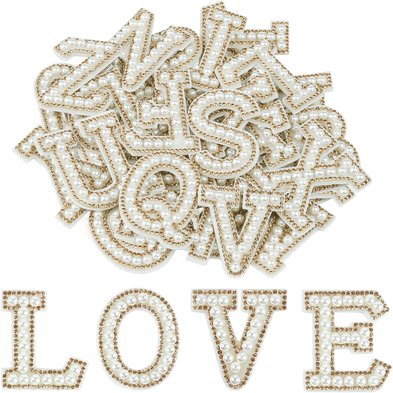 52 count Rhinestone Letter Patches Self A-Z, Letter Patches for Clothes ...