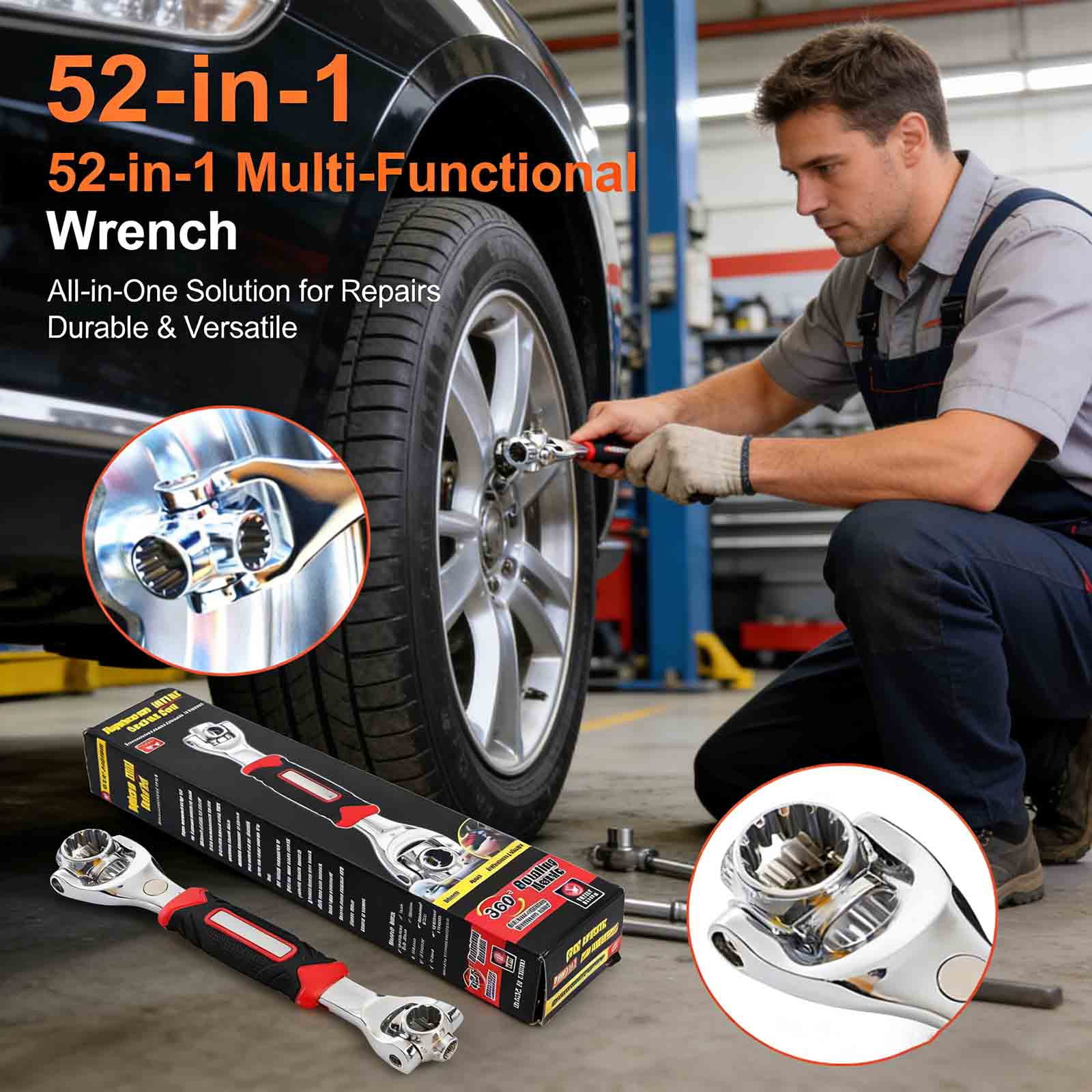 52-in-1 Universal Socket Wrench Set with 360° Swivel Head – All-in-One ...