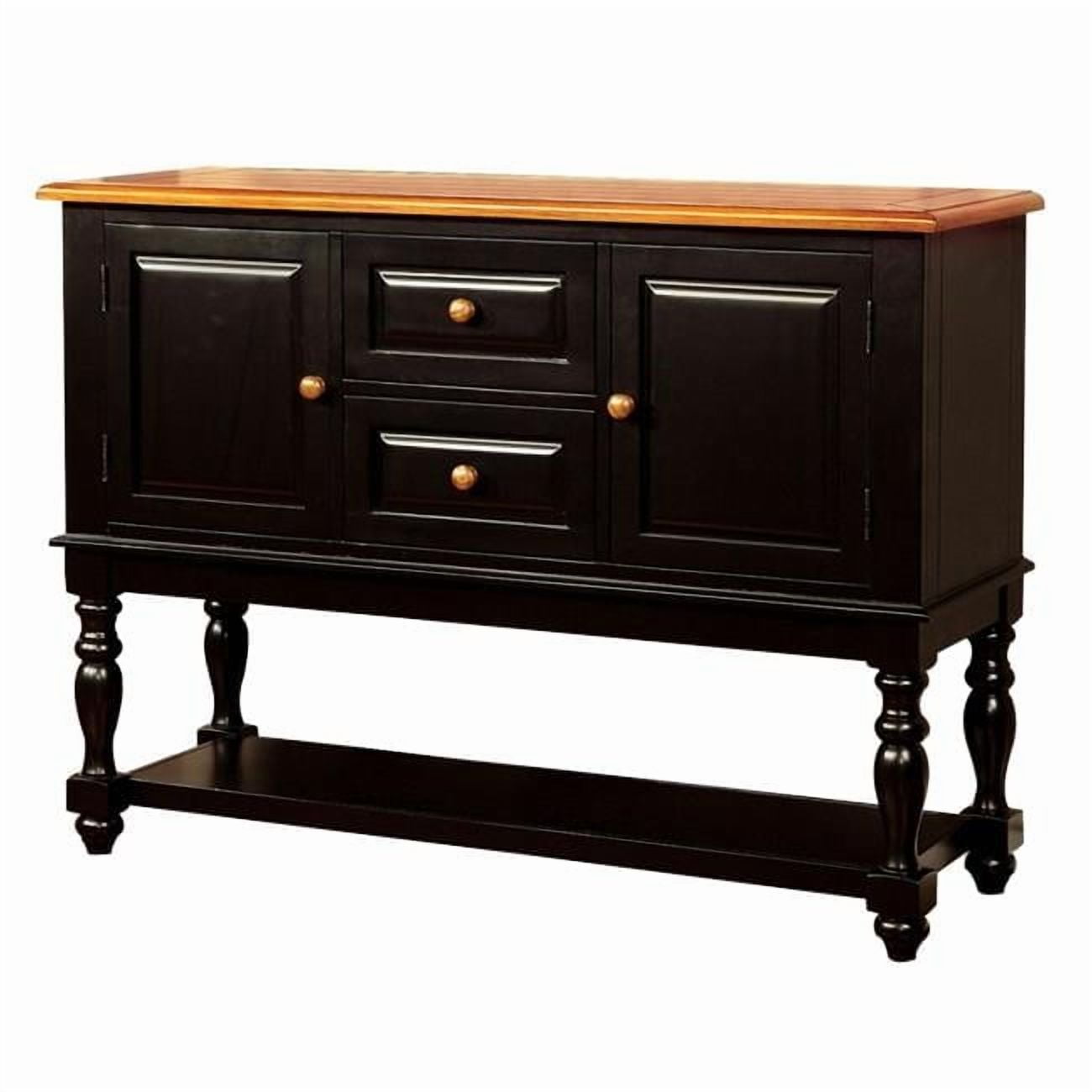 52 in. 2 Drawers & Fritz Turned Legs 2 Cabinets, Black & Oak Brown ...