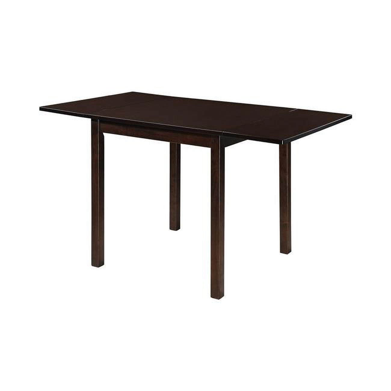 52 in. Block Legs & Dark Cappuccino Brown Wood Drop Leaf Dining Table ...