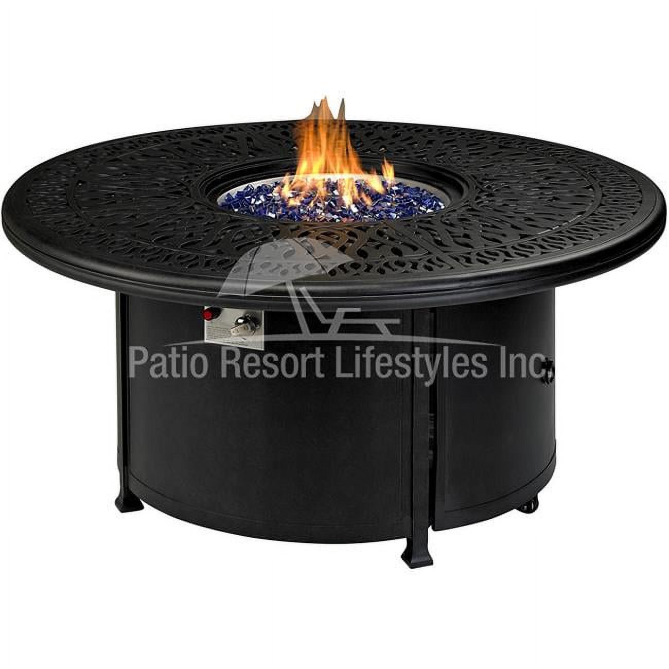 52 in. Monarch Round Aluminum Fire Table with Built-In Burner Accessory ...