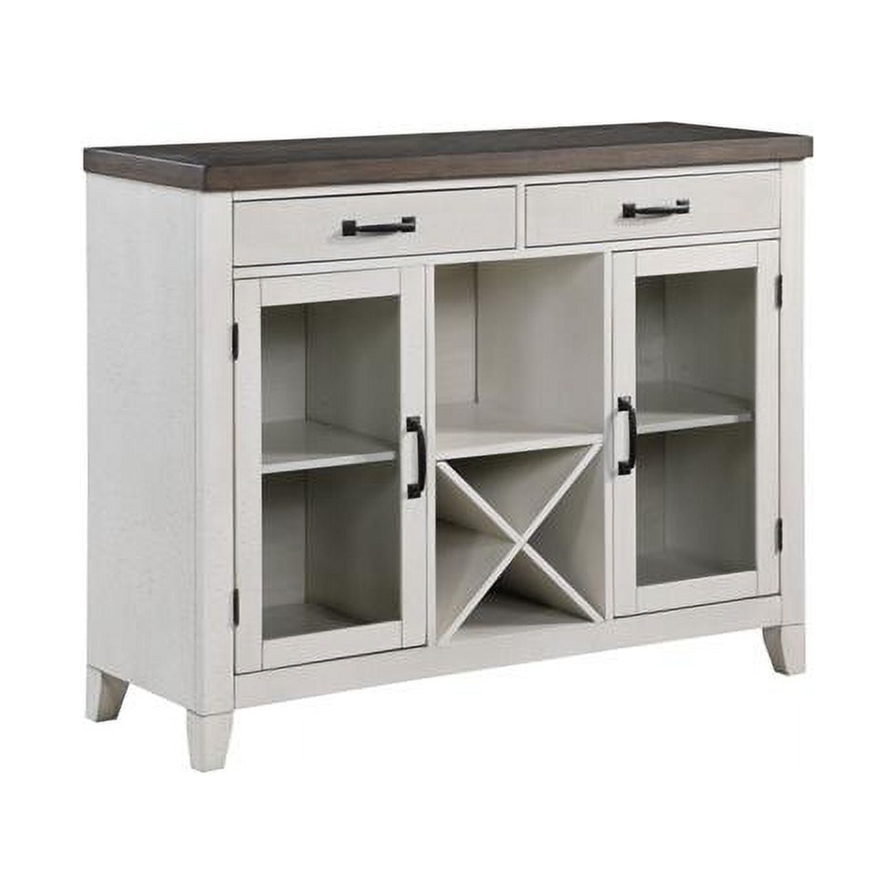 52 in. Rine Wood 2 Drawers 2 Doors Wine Storage Sideboard, White ...
