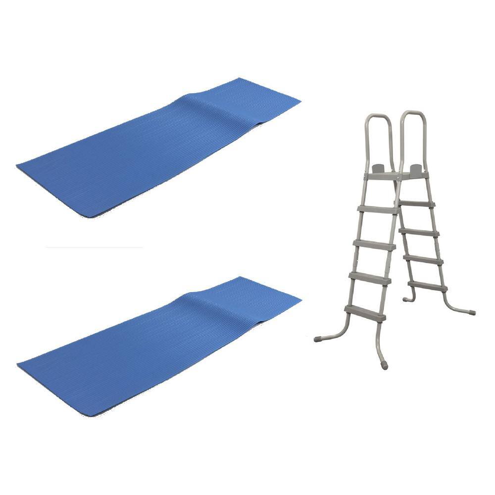 52 in. Steel Pool Ladder with 9 in. x 36 in. Vinyl Ladder Mat Above ...