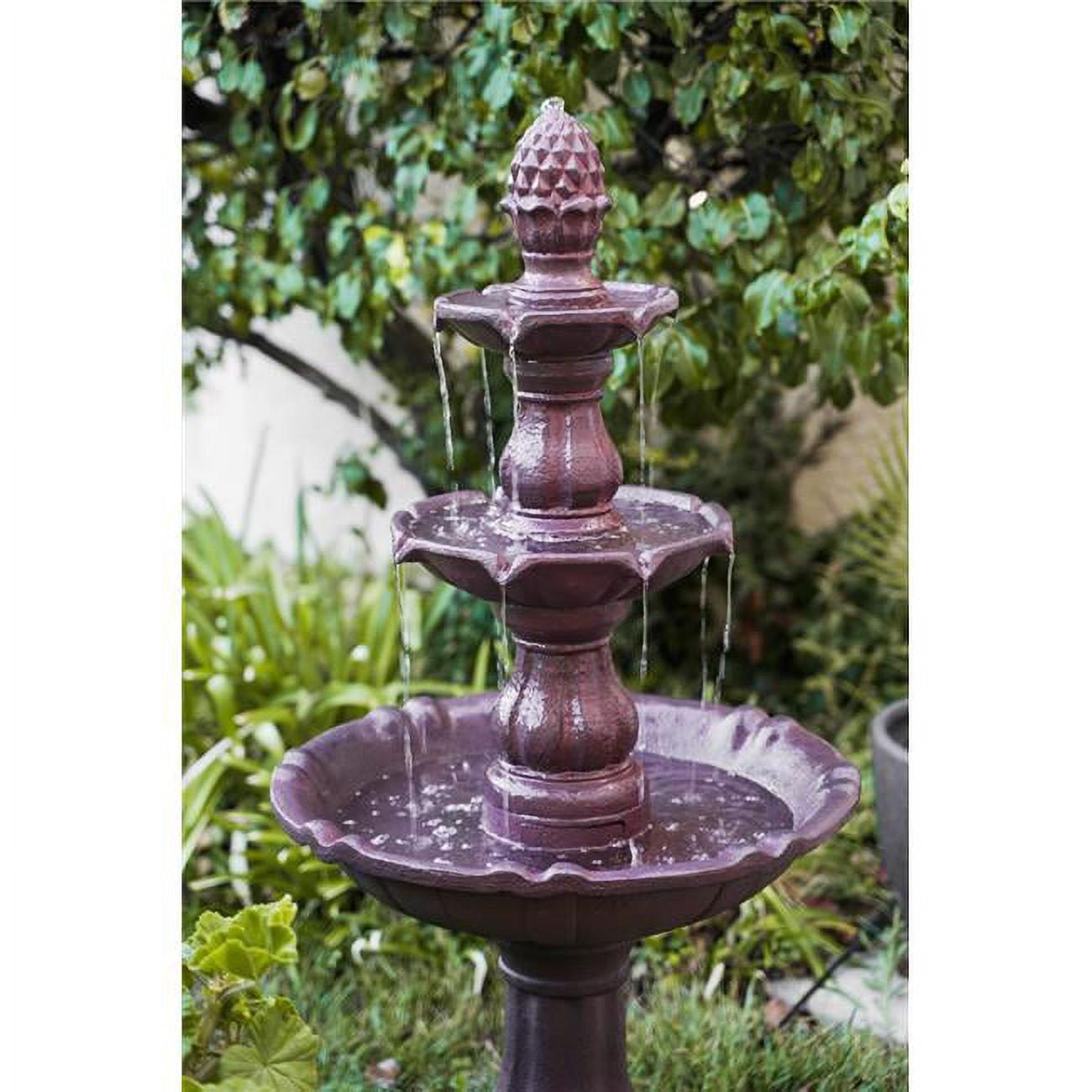 52 in. Tall 3-Tier Freestanding Waterfall Fountain Outdoor Garden Yard Lawn Porch Decor, Brown ...