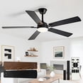52-inch Ceiling Fan with Light: Black Ceiling Fan for Living Room ...