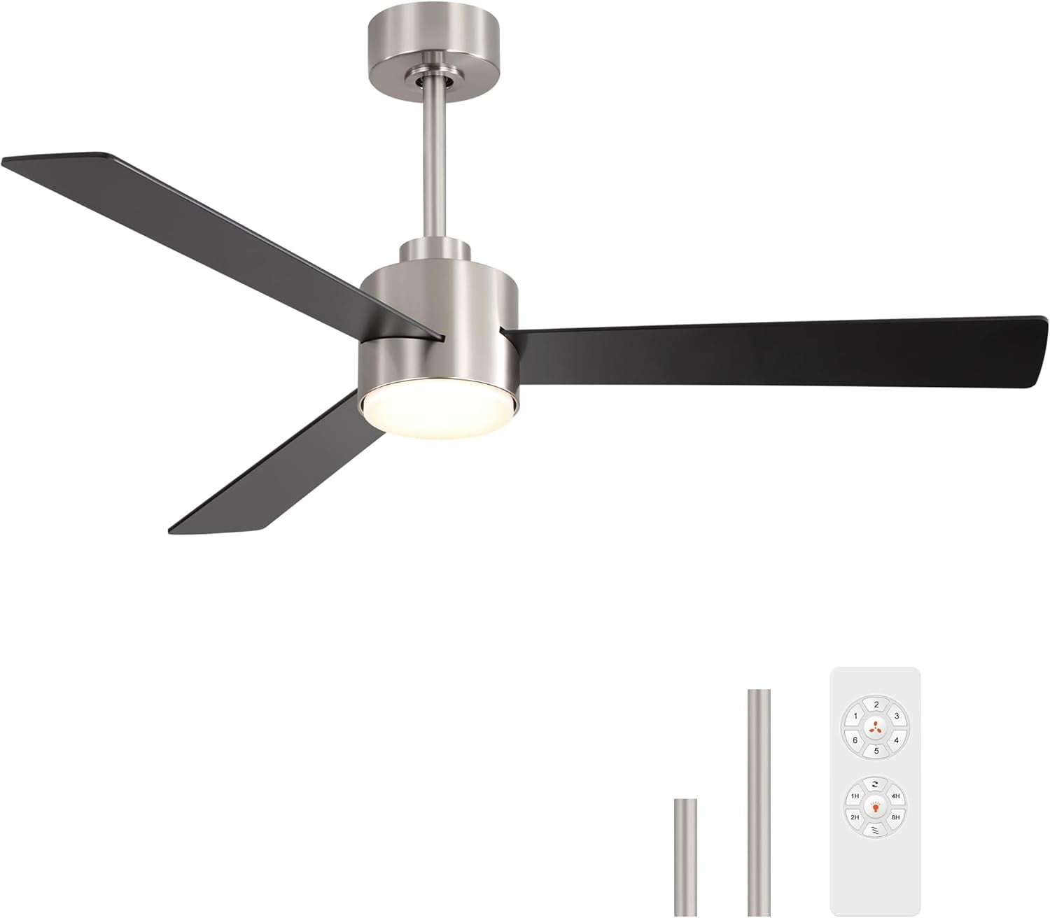 52 inch Low Profile Ceiling Fans with Led Lights Remote Control, 3 ...