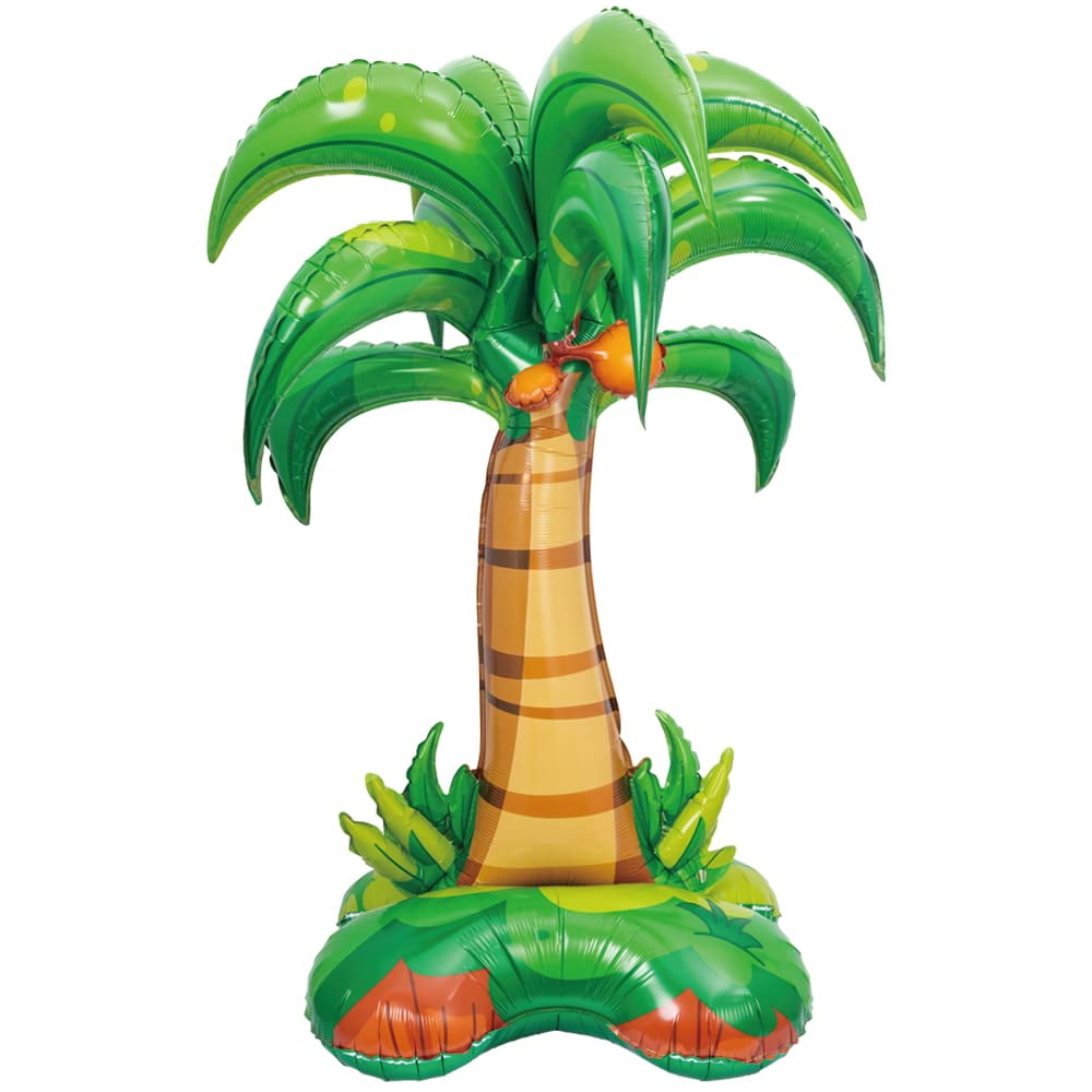 52-inch Standing Multicolor Coconut tree Palm Pedestal Foil Balloon ...