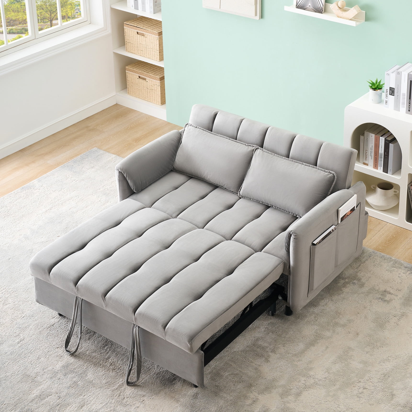 52-inch black fabric - Pullout sofa - Guest room - Versatile and ...