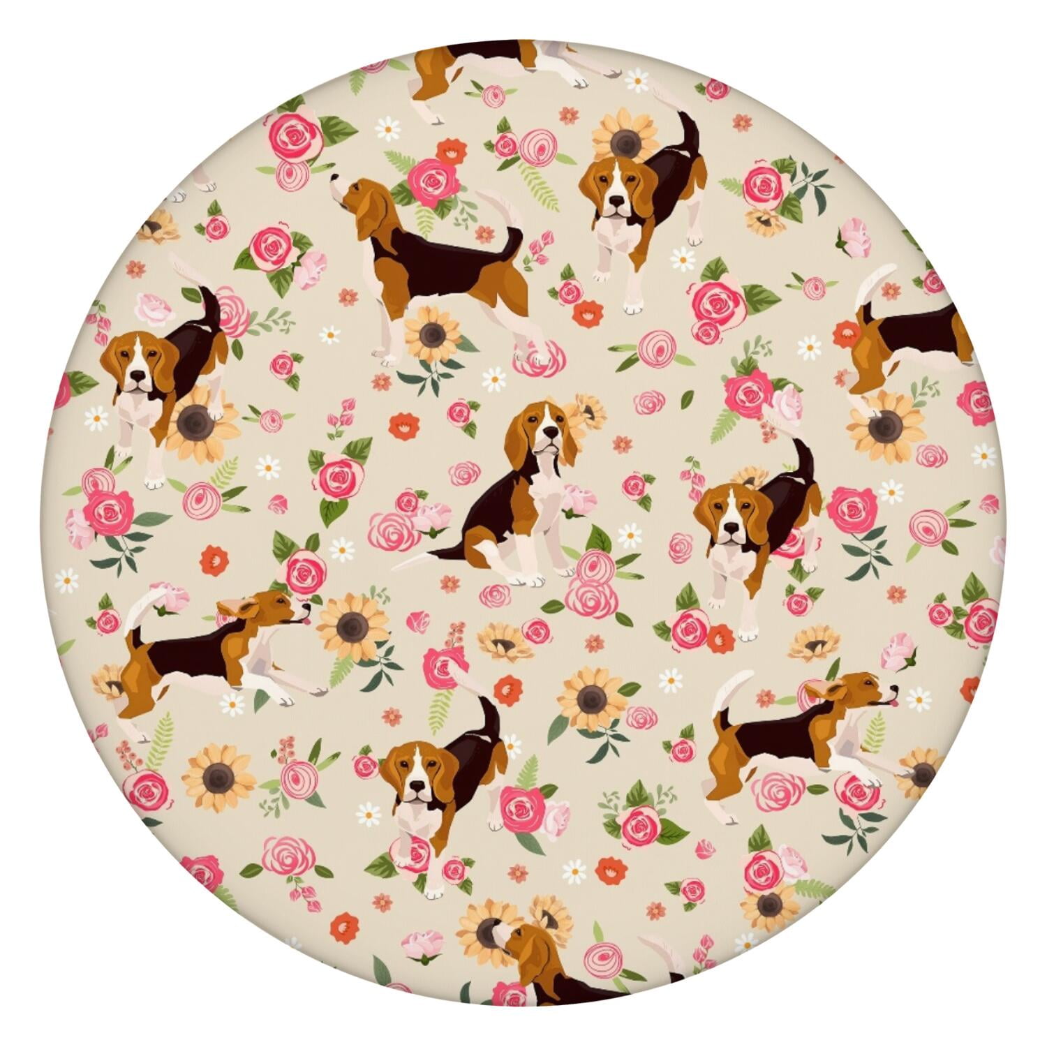 52 inch round tablecloth with fun Dog illustrations, elastic drawstring ...