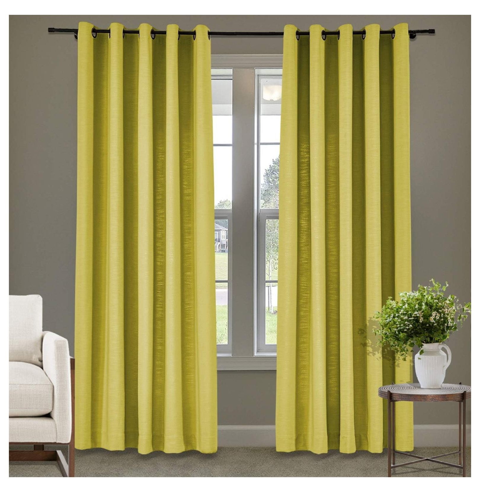 52 inches Wide 84 inches Long Linen Cotton Grommet Curtains Noise ...