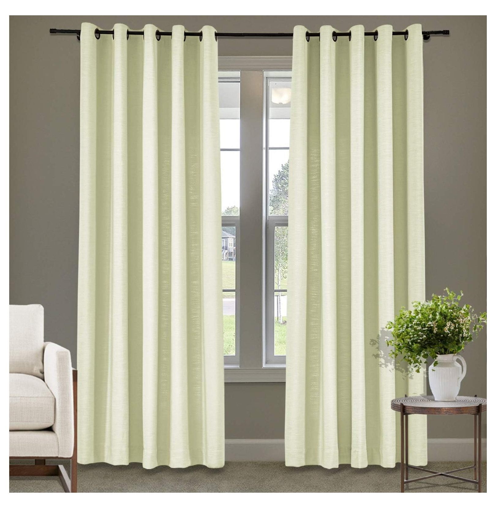 52 inches Wide 84 inches Long Linen Cotton Grommet Curtains Noise ...