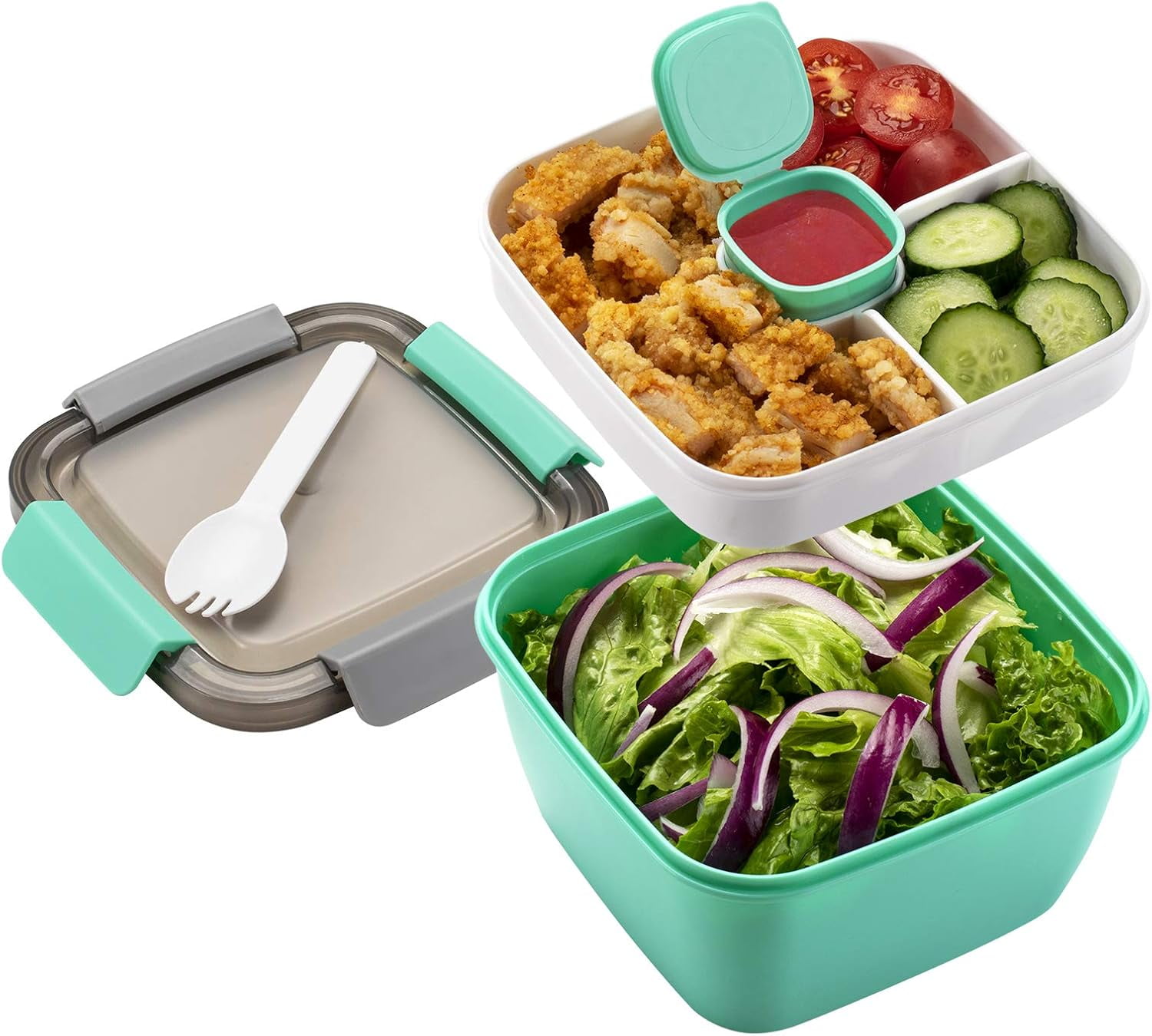 52-oz Lunch Container To Go - Salad Bowl With 3 Compartments and ...