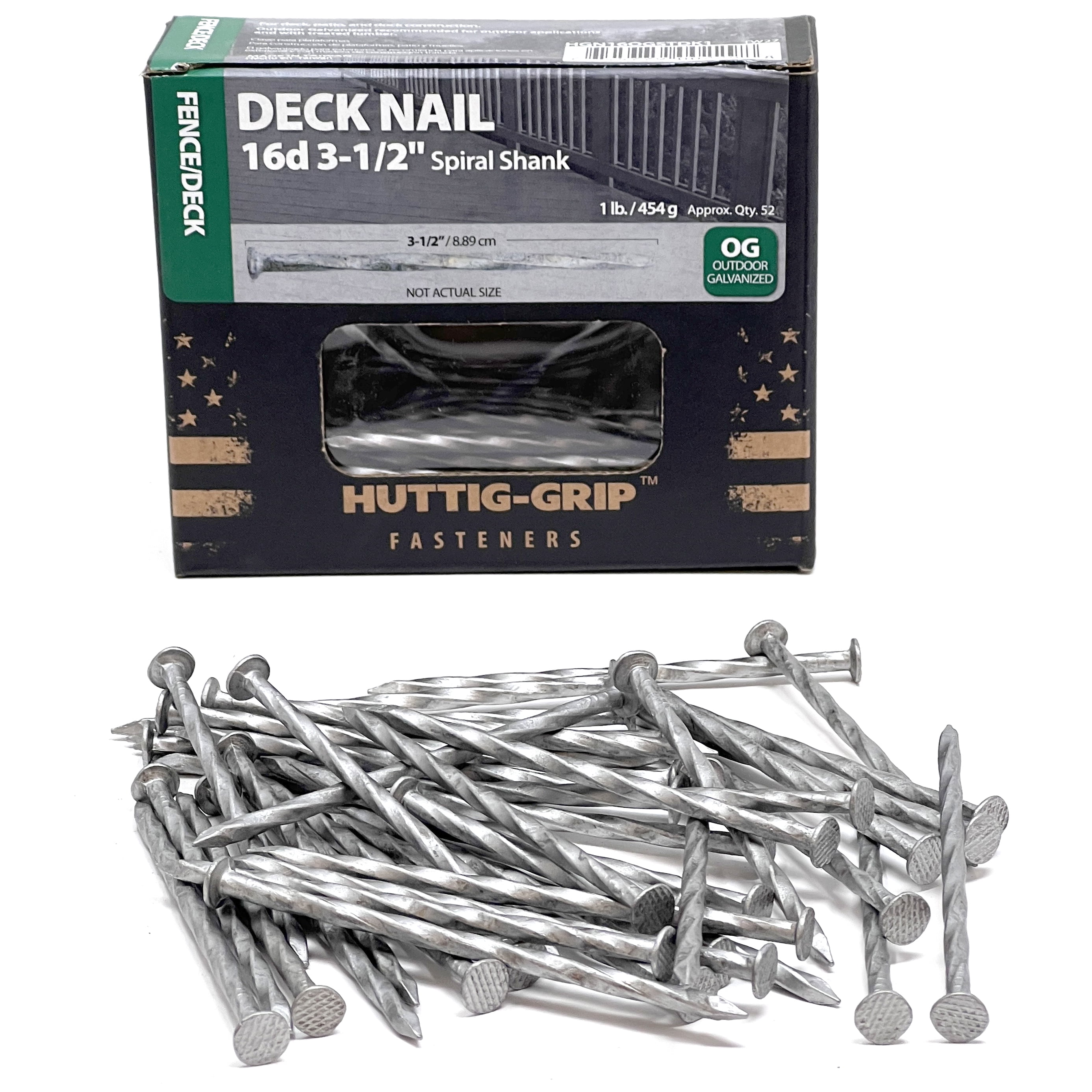 OHIY 52 pcs Galvanized Wood Fence Deck Nails 3-1/2 in 16d Outdoor ...