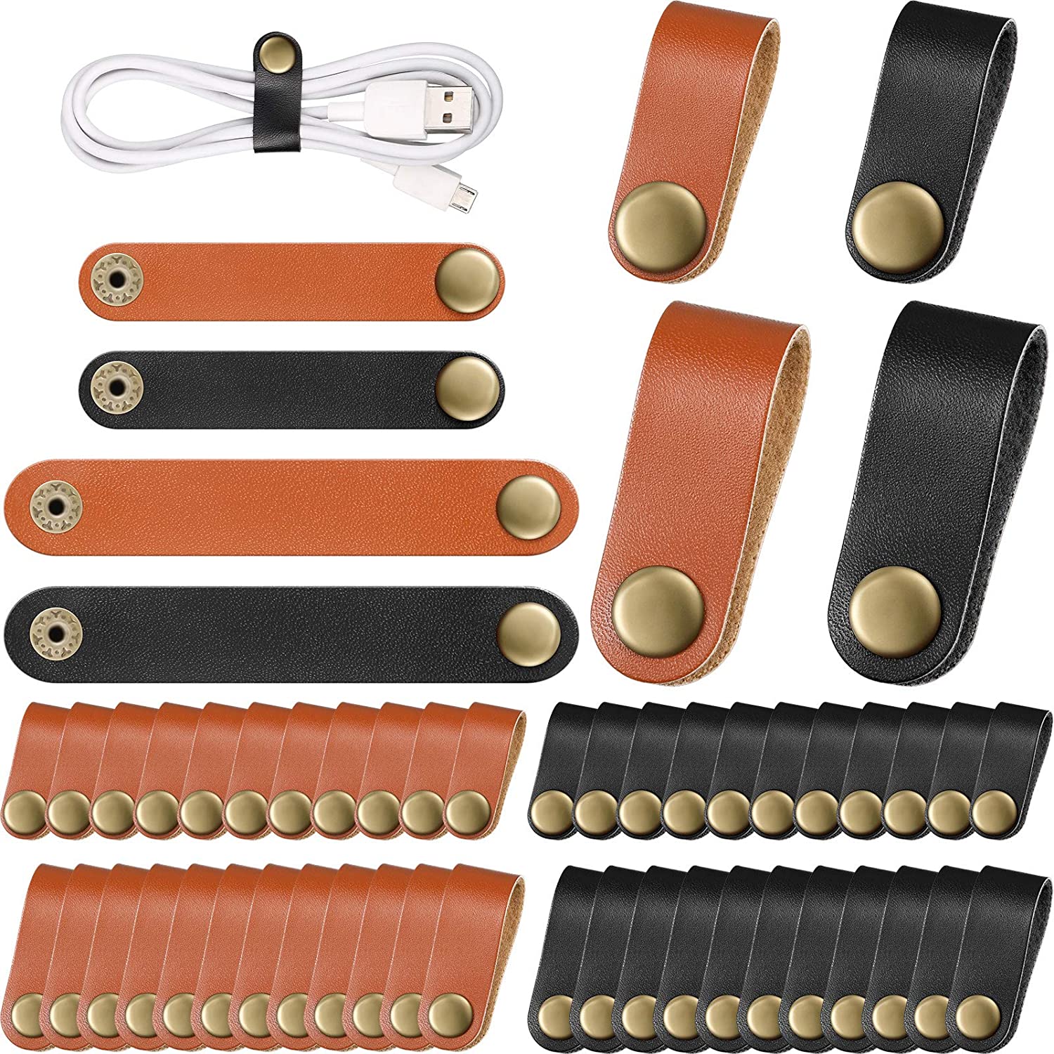 52-piece leather cable ties, earphone cable organizers, handmade ...