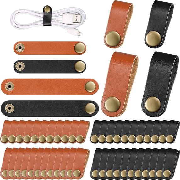 52-piece leather cable ties, earphone cable organizers, handmade ...