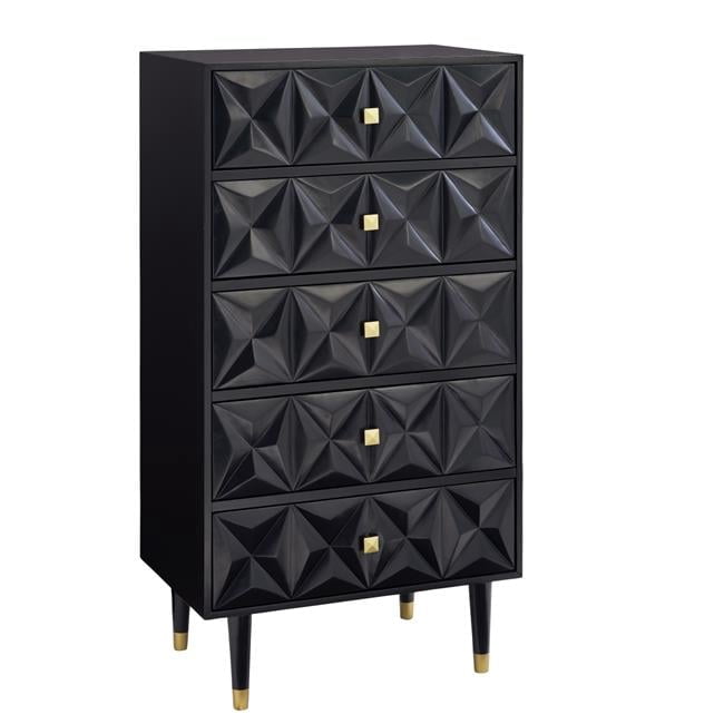 52 x 28 x 18.5 in. Geo 5-Drawer Texture Chest, Black & Gold - Walmart.com