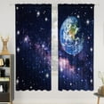 52 x 63 Inch Earth Galaxy Tiers Curtains for Kitchen Window Outer Space ...