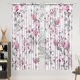 52 x 63 Inch Farmhouse Pink Flower Kitchen Curtains Farmhouse Country ...