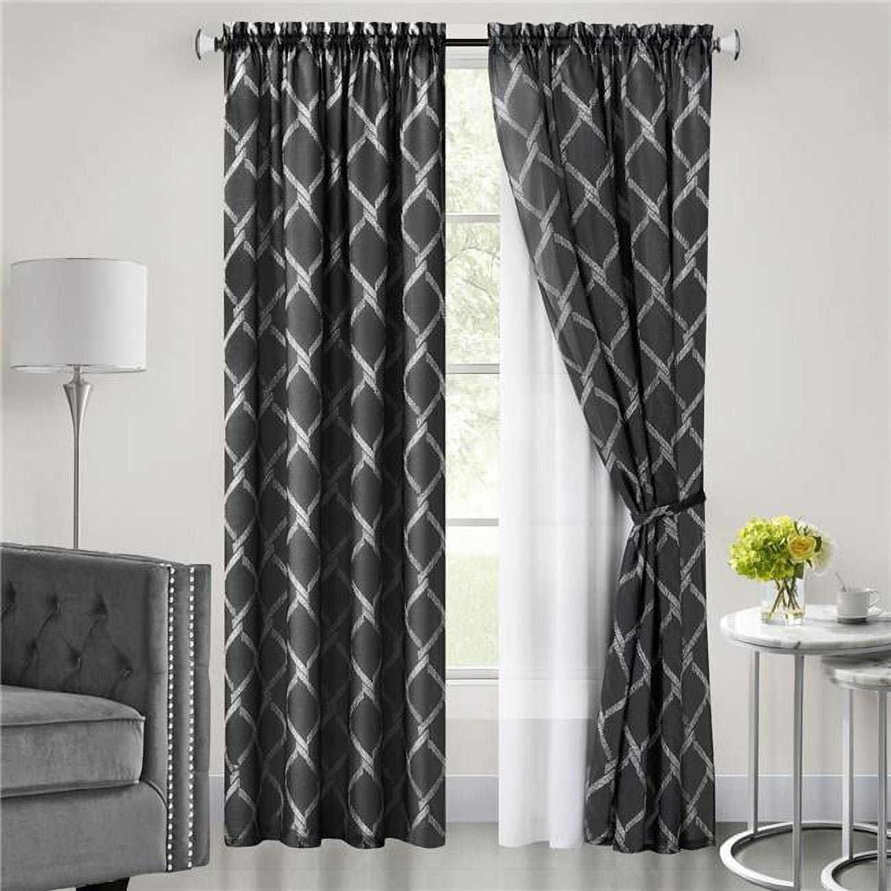 52 x 63 in. Bombay Double Layered Rod Pocket Panel, Black - Walmart.com