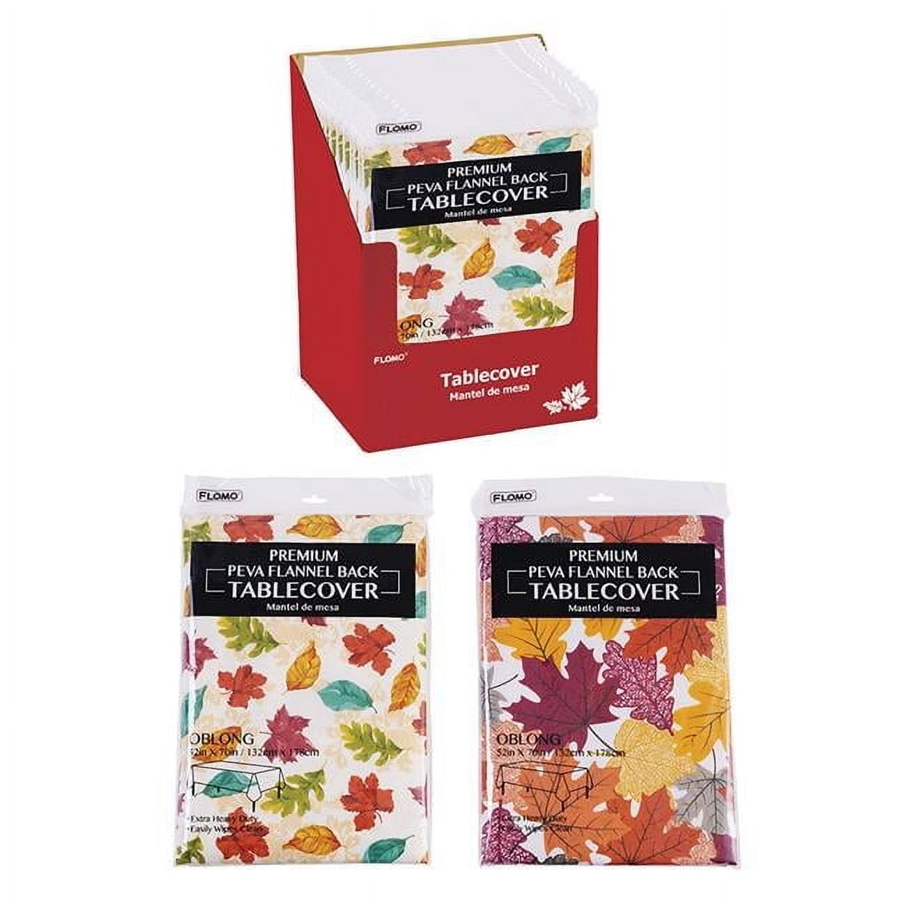 52 x 70 in. Harvest Design PEVA Flannel Back Tablecovers, Assorted ...